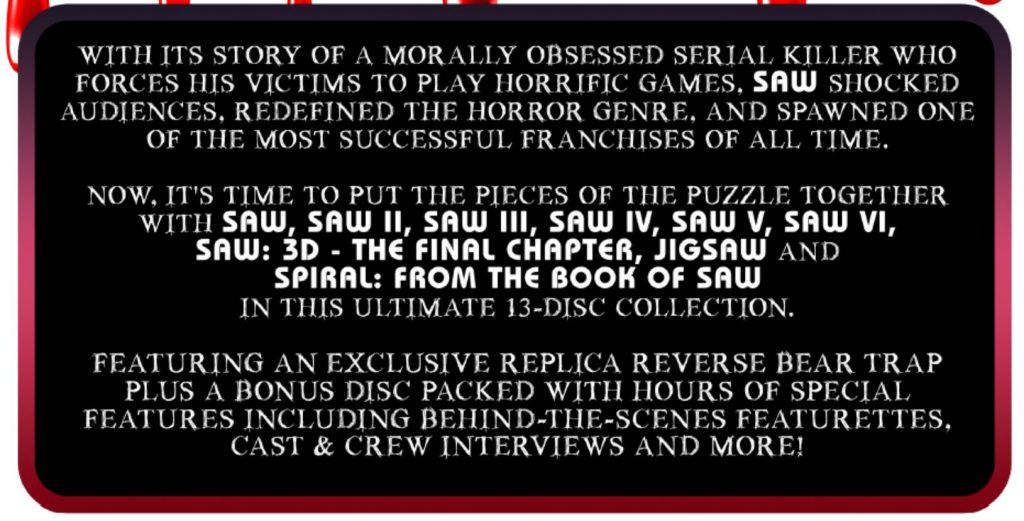 Saw: The Ultimate Collection - 4K + Blu-ray with exclusive replica REVERSE BEAR TRAP - Impulse Gamer