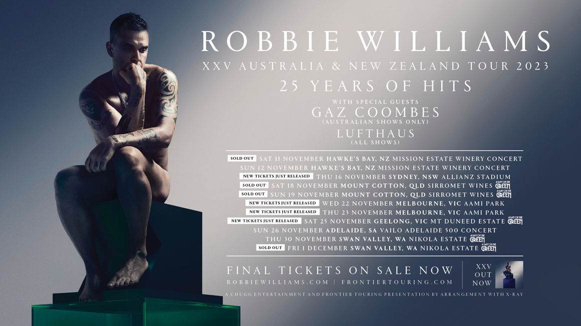 Robbie Williams XXV Australian tour starts tonight in Sydney! - Impulse ...